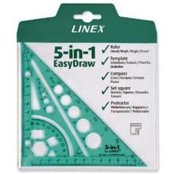 Linex 5-in-1 Easy-Draw Drawing Aid Ruler Set Square Protractor LXG5IN1