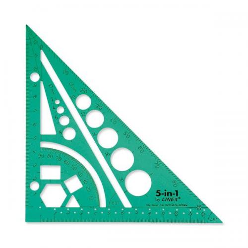 Linex 5-in-1 Easy-Draw Drawing Aid Ruler Set Square Protractor LXG5IN1