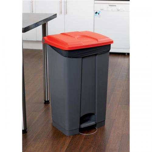 Straight EcoStep Recycling Bin 90 Litre (Red Lid/Grey SPICEECO90STEP1