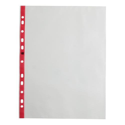 5 Star Office Punched Pocket Polyprop Reinforced Red Strip 940649