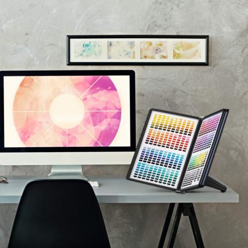 Durable Sherpa Desk Display System with 5 Panels Black 554001 11993DR