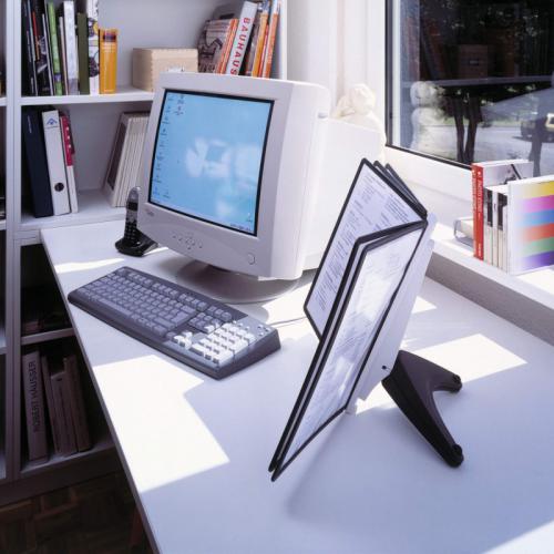 Durable Sherpa Desk Display System with 5 Panels Black 554001 11993DR