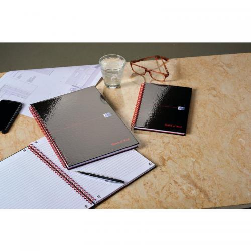 Black n Red Wirebound Ruled Perforated Hardback Notebook JDB79019