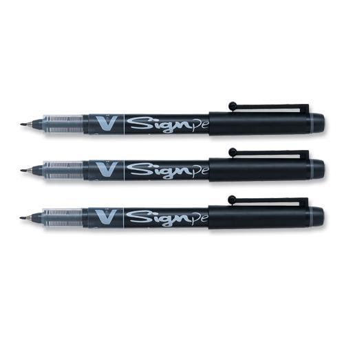 Pilot V-Sign Pens Black (Pack of 12) SWVSP01 PI12849 PI12849