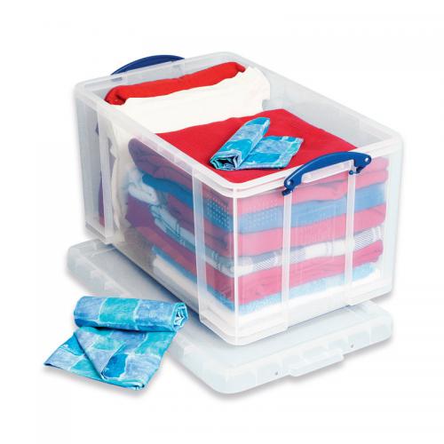 Really Useful 84L Plastic Storage Box W710xD440xH380mm Clear RUP80080